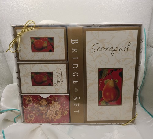 New Hallmark Bridge Double Deck Playing Card Set Pears Floral | eBay