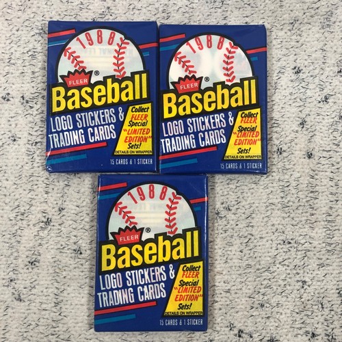 3 Pack Lot 1988 Fleer Baseball Logo Stickers & Trading Cards Sealed 15 ...