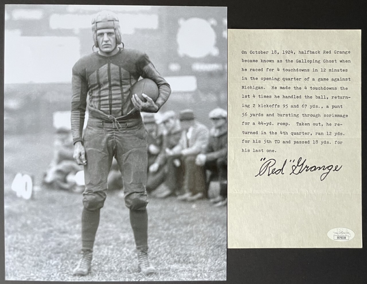 Red Grange Autographed Memorabilia | Signed Photo, Jersey, Collectibles ...