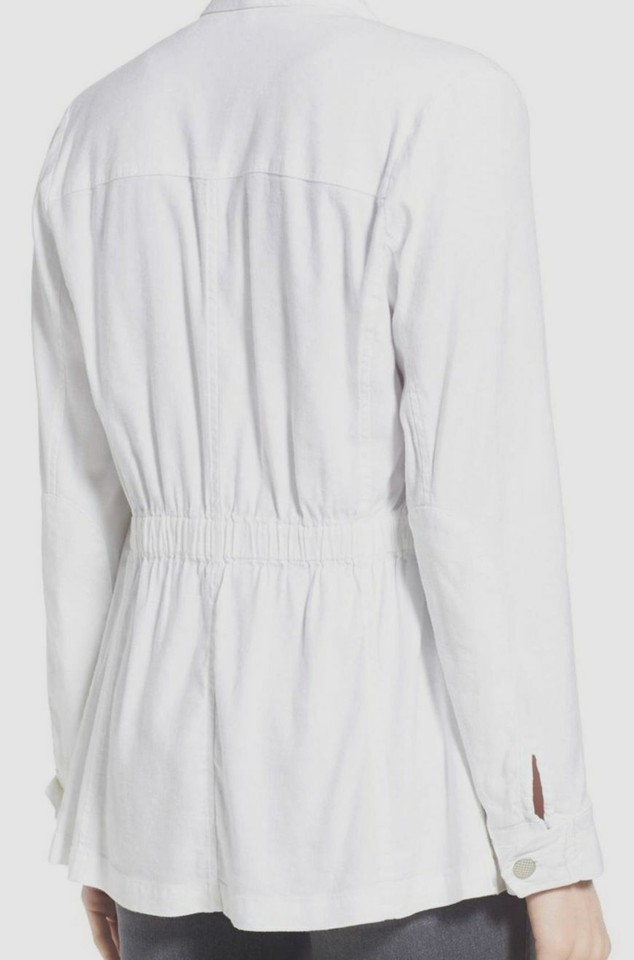 $198 Nydj Womens White Linen-Stretch Twill Long-Sleeve Open-Front Coat ...