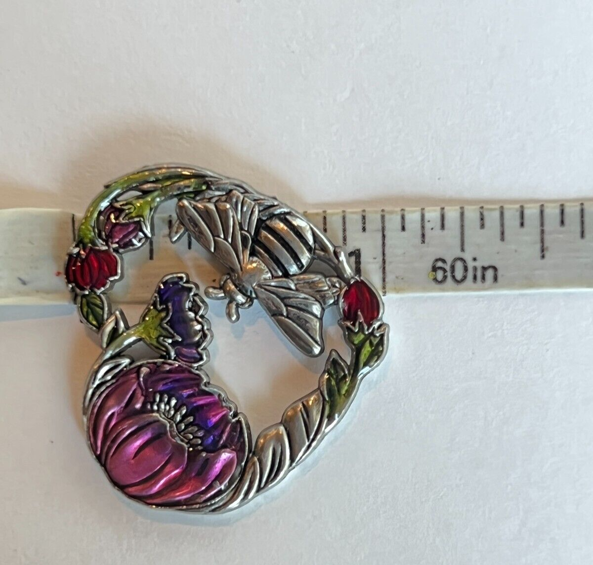 Ganz "Love Blooms" Heart Shaped Charm/Pocket Token with Flowers & BEE ...