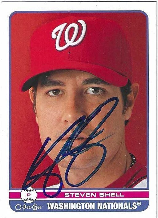 Autograph Signed 2009 O-Pee-Chee 152 Steven Shell Washington Nationals ...