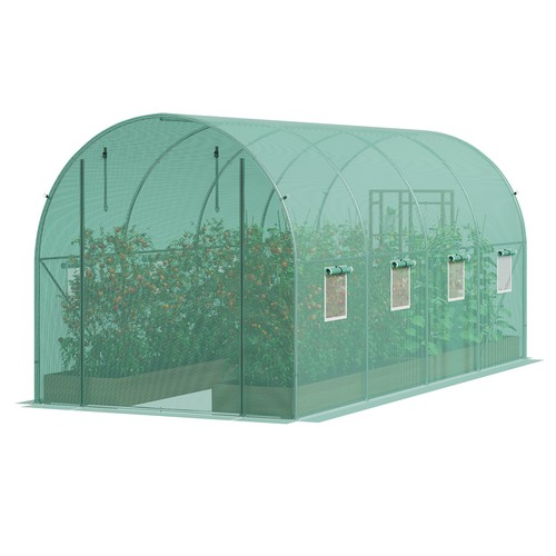 Walk-in Tunnel Greenhouse 14.6x6.36x6.3ft Galvanized Frame PE Cover ...