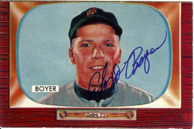 Cloyd Boyer Signed Autographed Baseball Card 1955 Bowman Athletics #149 ...