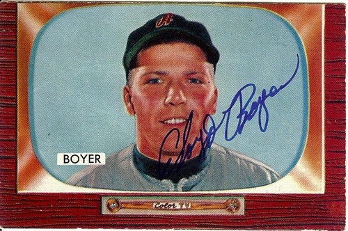Cloyd Boyer Signed Autographed Baseball Card 1955 Bowman Athletics #149 ...