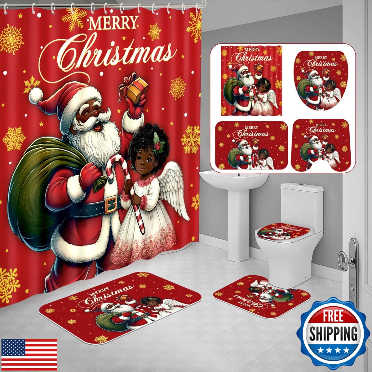 Santa Claus Bathroom Set Buy Farmhouse Christmas Bathroom Decor Set At