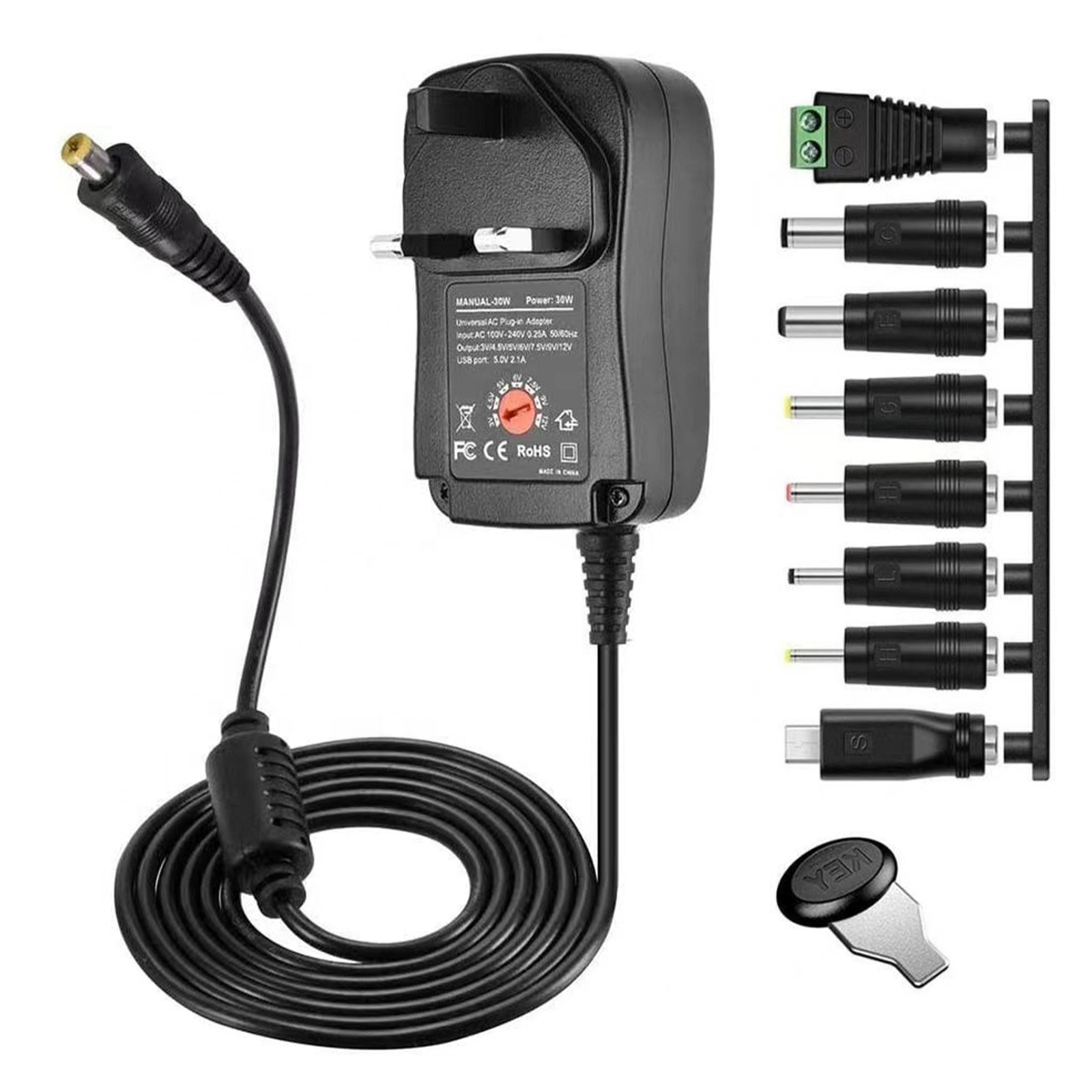 30W Power Adapter AC DC UK Plug Universal Transformer Switching ...