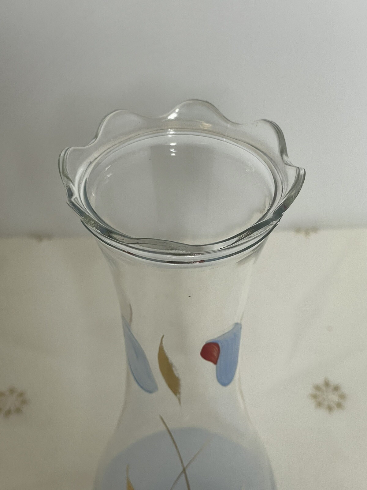 Vintage Bartlett Collins Frosted Hand Painted 9” Vase – Blue W/Gold | eBay