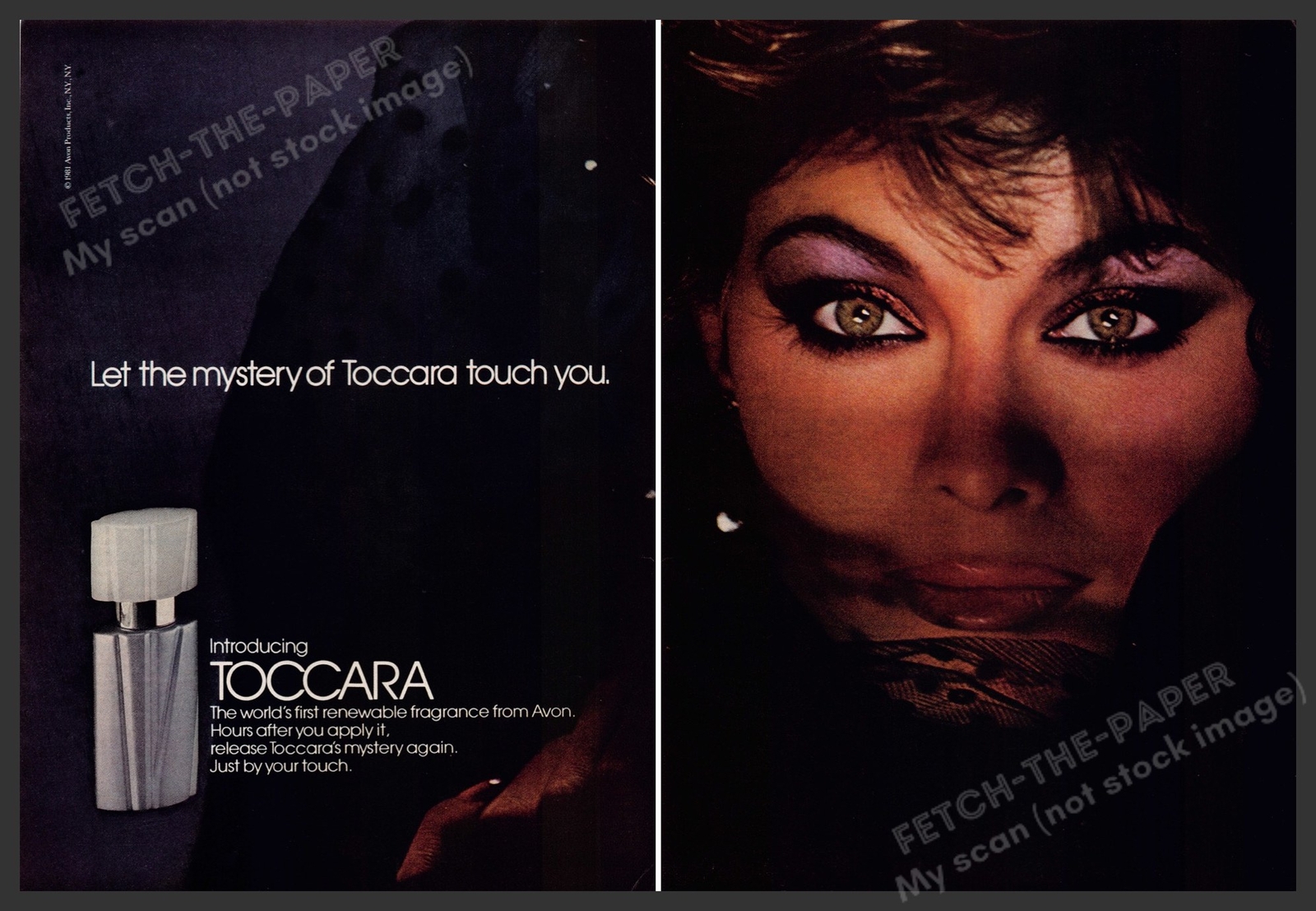 Avon Toccara 1980s Print Advertisement (2 pgs) 1981 Light on Woman's ...