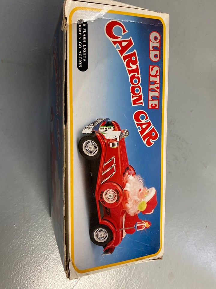Vintage Old Style Cartoon Car Santa Claus Red Jalopy Lights Up Plays ...