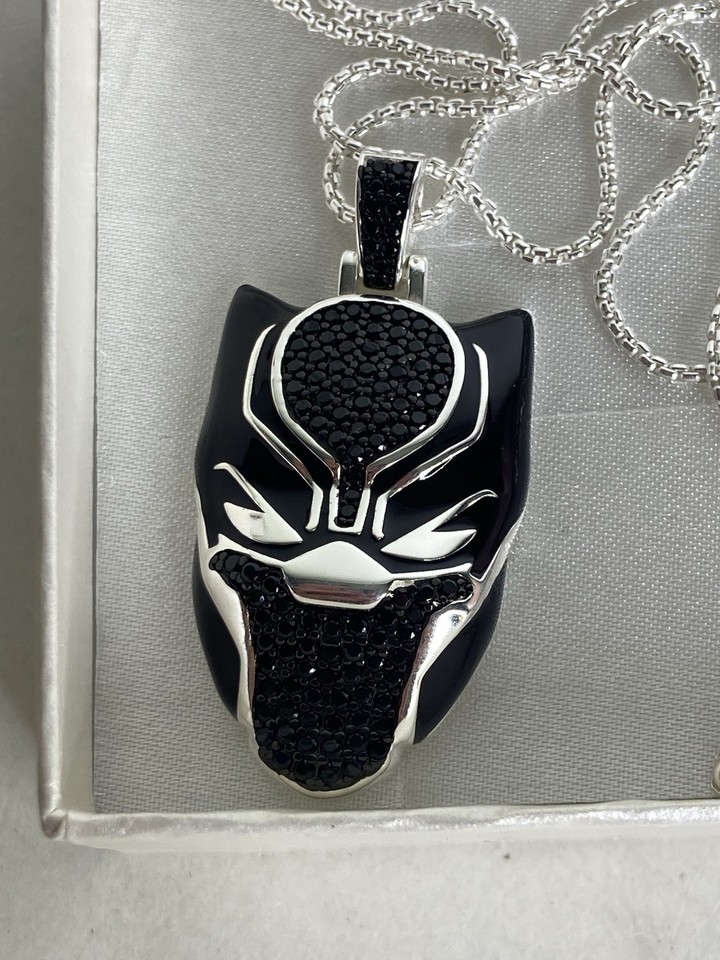 Marvel Comics Black Panther Mask Pendant Necklace Cubic Zirconia Bling ...