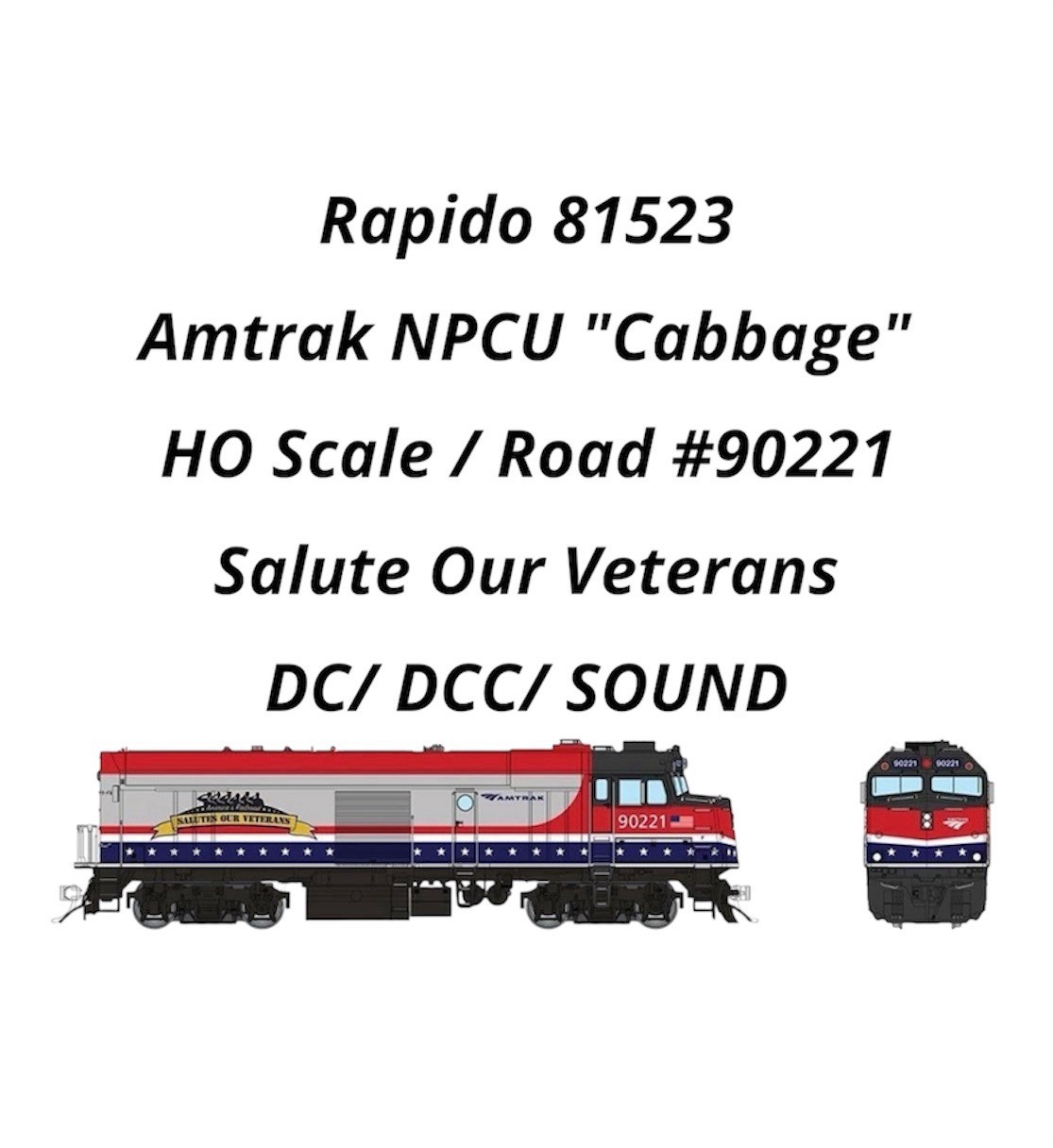Rapido 81523 HO Amtrak NPCU "Cabbage"(DCC/SOUND) Amtrak Salutes ...