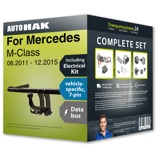 Towbar detachable for MERCEDES M-Class 11-15 + 7pin spec. electrical ...