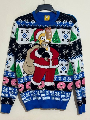 Homer Simpson Christmas Jumper Mens MEDIUM The Simpsons Primark Donut ...
