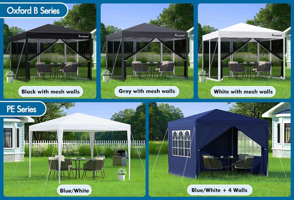 ALFORDSON Gazebo 3x3m Pop Up PE Mesh Marquee Outdoor Folding Tent ...