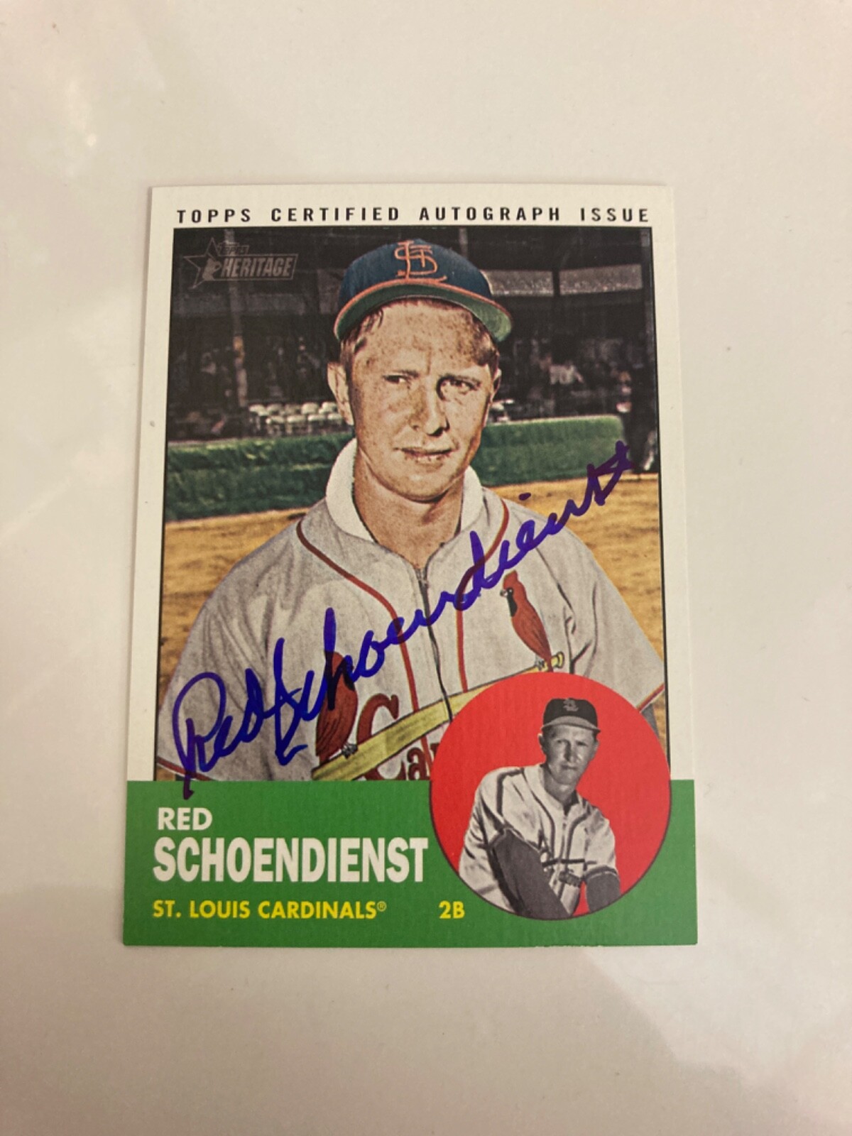 Red Schoendienst 2012 Topps Heritage signed Player Sample auto baseball ...