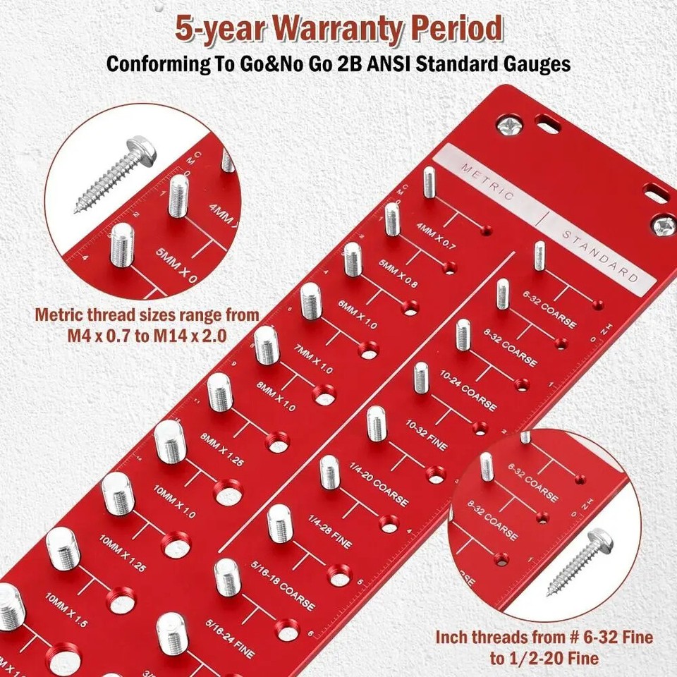 28 Nut and Bolt Inch and Metric Thread Checker Screw Thread Identifier ...