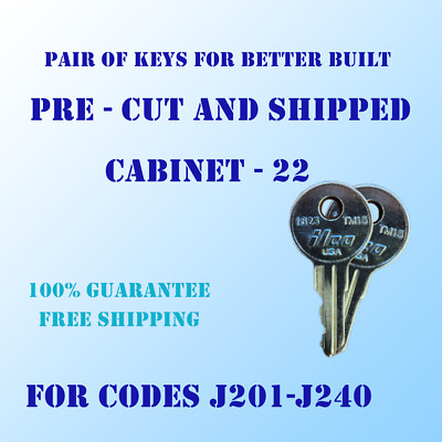 J201-J240. Pair Of Replacement Keys For Better Built Tool Box Locks ...