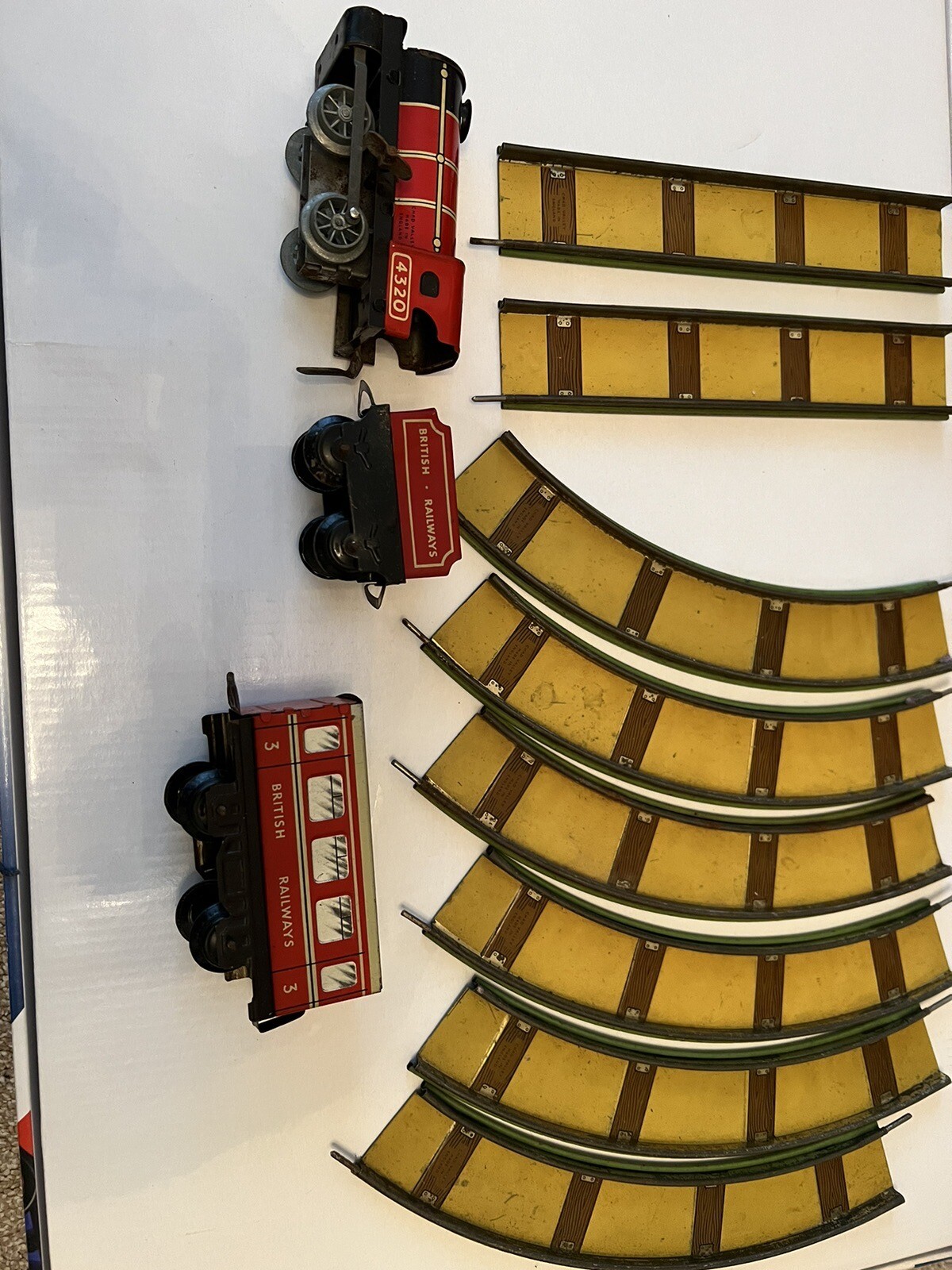 Vintage Boxed Chad Valley Clockwork Train Set With Track Loco Wagons ...