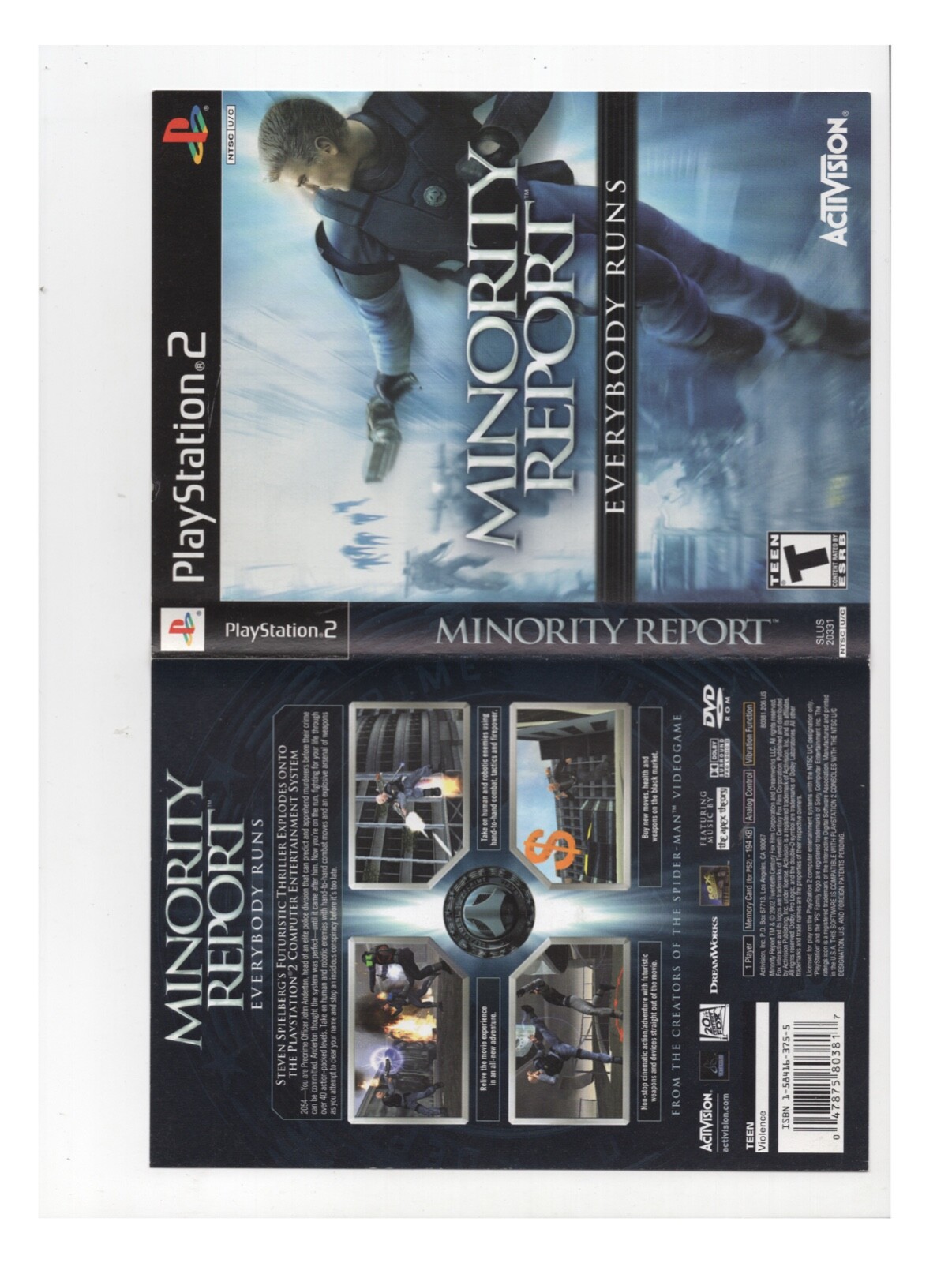 Minority Report PS2 ARTWORK ONLY Original Authentic | eBay