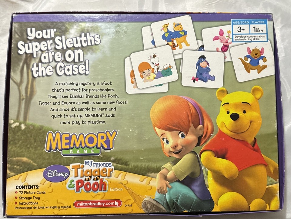 Winnie The Pooh Memory Board Game Matching Milton Bradley 2007 Complete ...