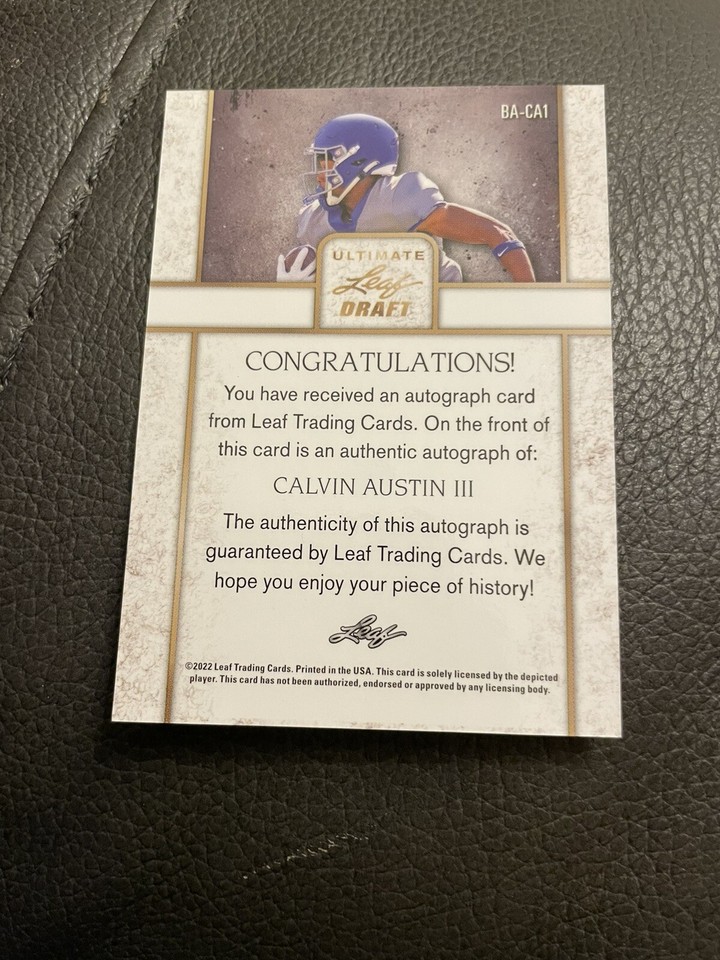 2022 Leaf Ultimate Draft Calvin Austin III Auto #/75 Blue XRC Rookie RC ...