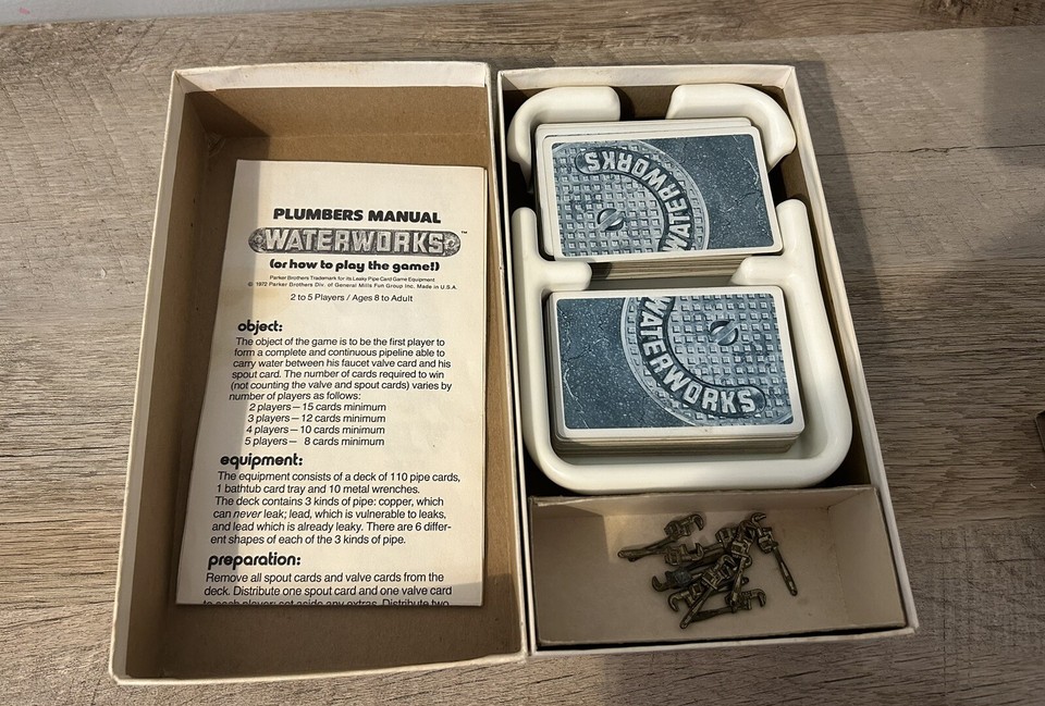 Vintage Parker Brothers Waterworks Leaky Pipe Card Game 1972 Complete ...