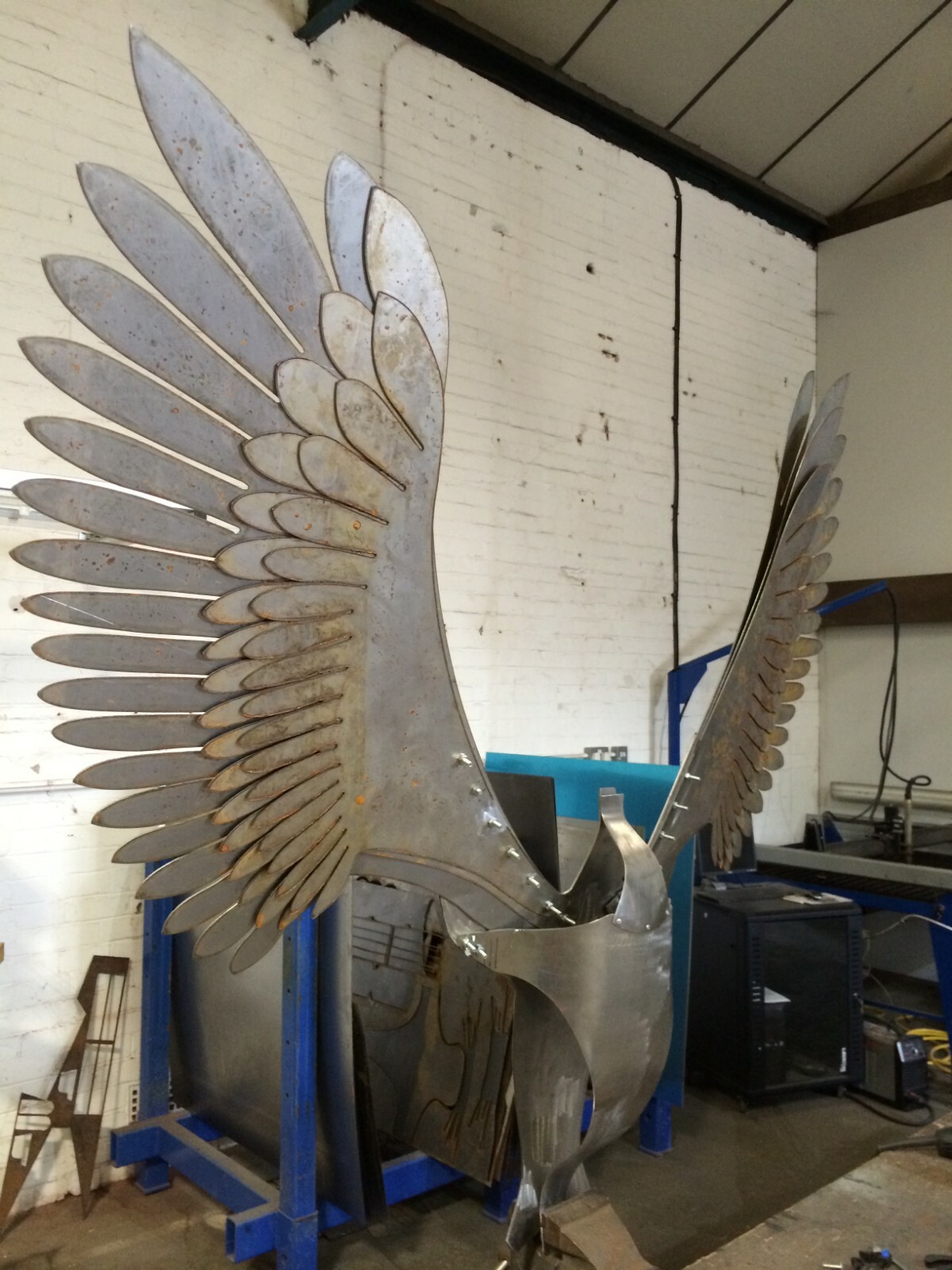 Handmade Welded Steel Phoenix Sculpture on stand | eBay UK