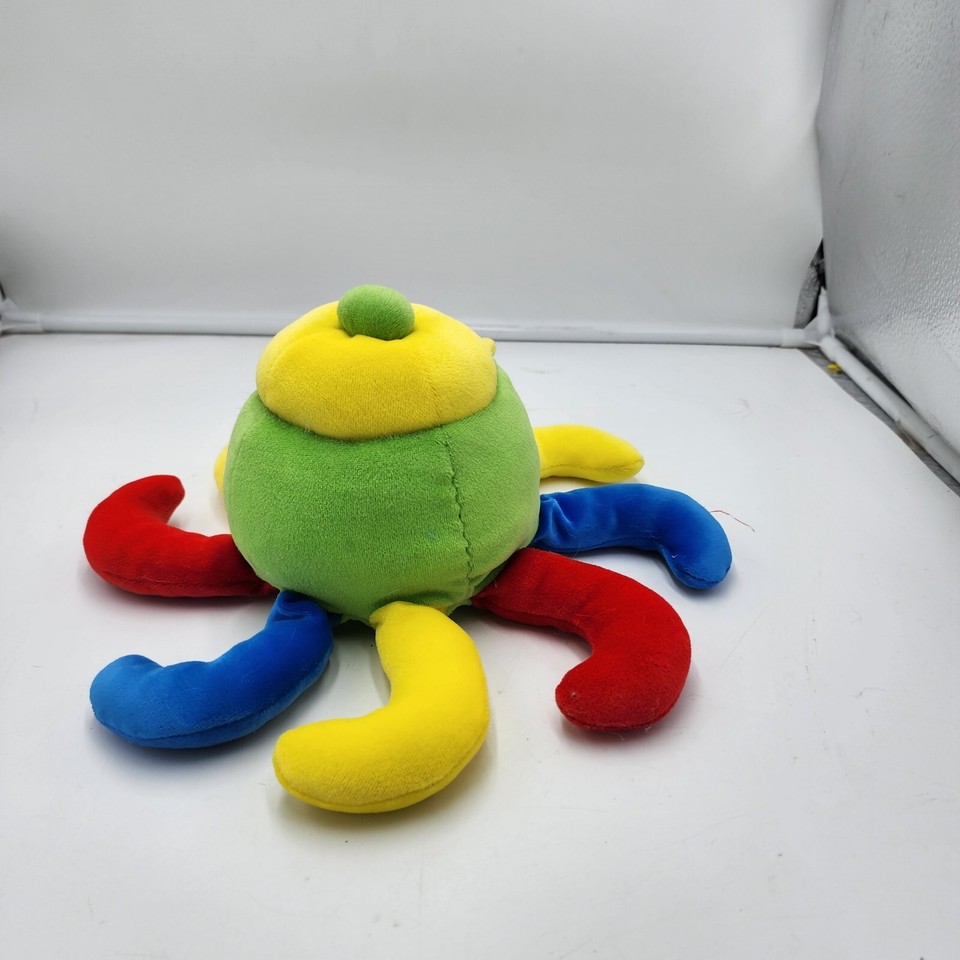 Octopus Plush Rattle Stuffed Animal Soft Toy Primary Colors Red Yellow ...