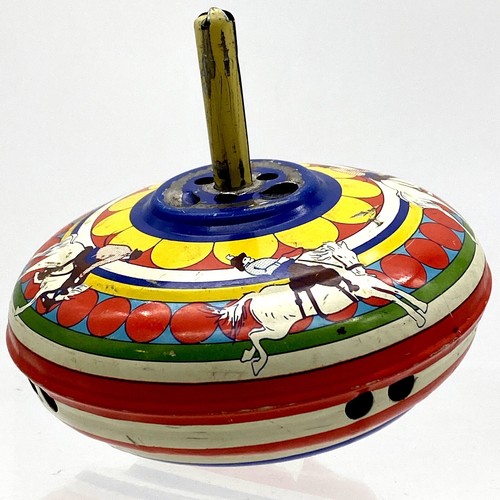 Vintage Antique Choral 4" Spinning Whistle Top All Metal Tin Toy ...