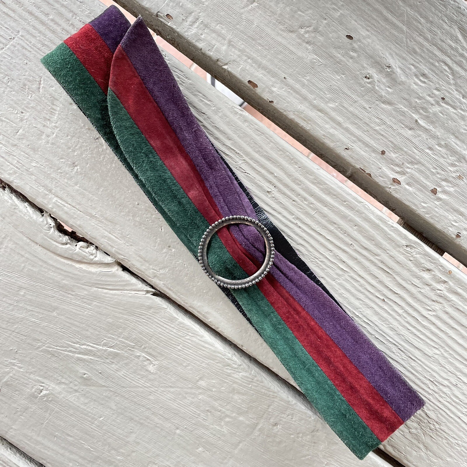 Vintage Jaeger Designer Belt Winter Colors Purple Mar… - Gem