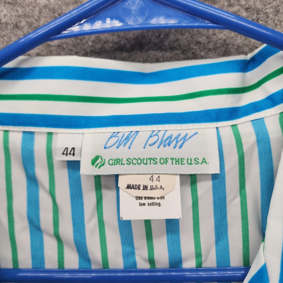 Vintage Bill Blass Girl Scouts Shirt Womens 44 Button Up Short Sleeve ...