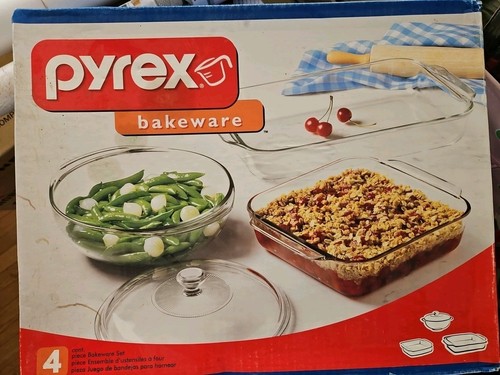 Vintage Pyrex Corning Storage Plus 4 pc Bake N Store Set In Original ...