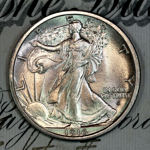 * 1916-D * SUPERB+ GEM BU MS WALKING LIBERTY HALF-DOLLAR * ORIGINAL ...