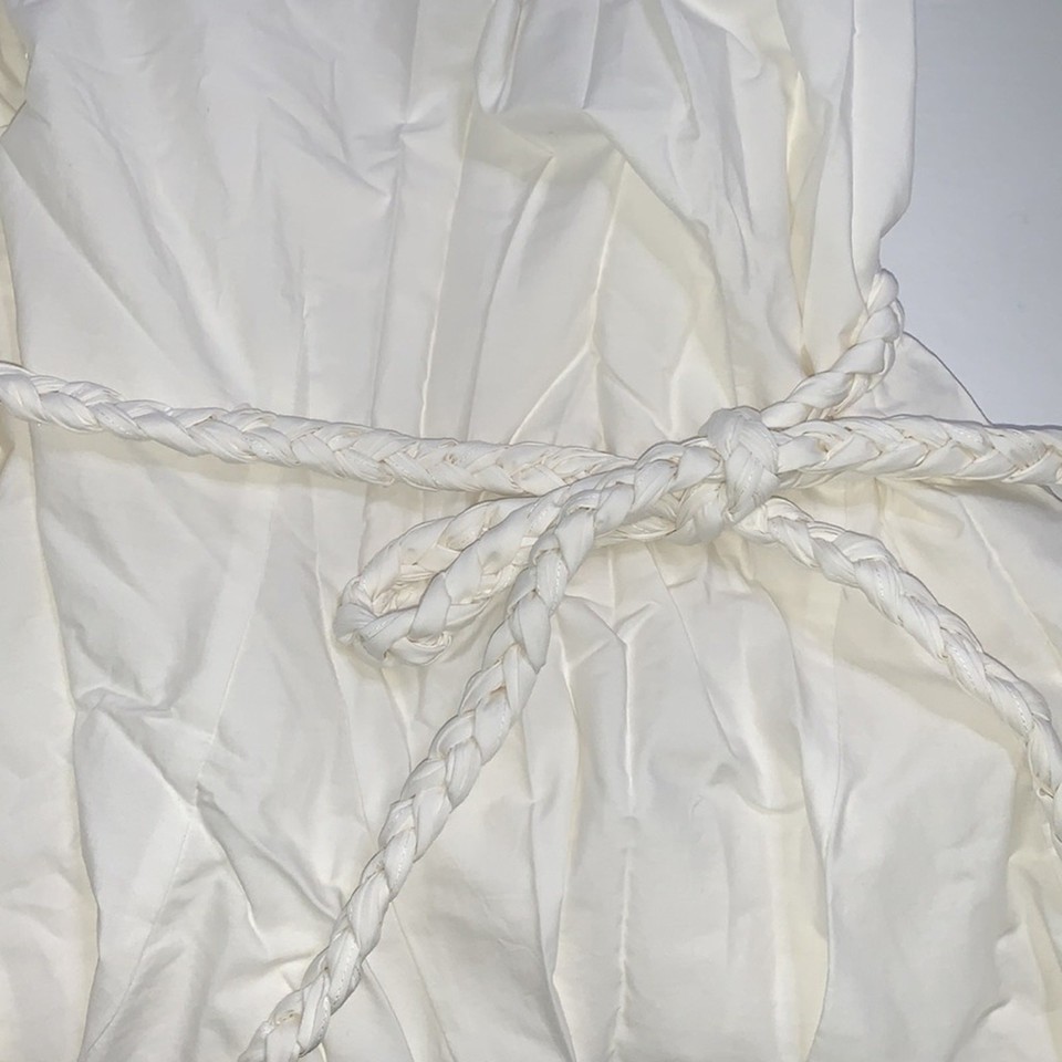 Rhode NWT Women's XXL White Braided Tie Waist One Shoulder Ruffled Mini ...