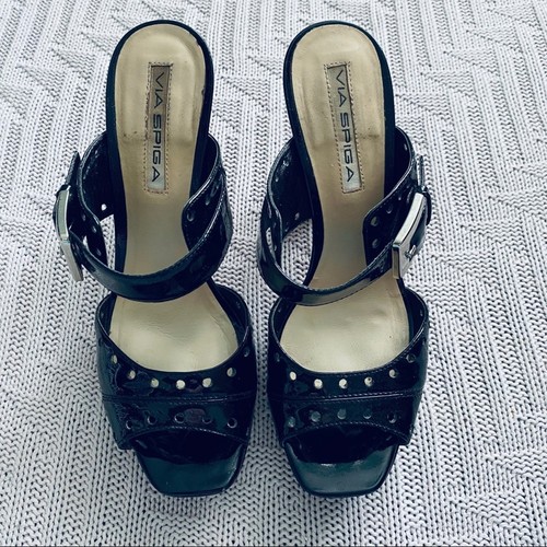Via Spiga black patent leather heeled sandals | eBay