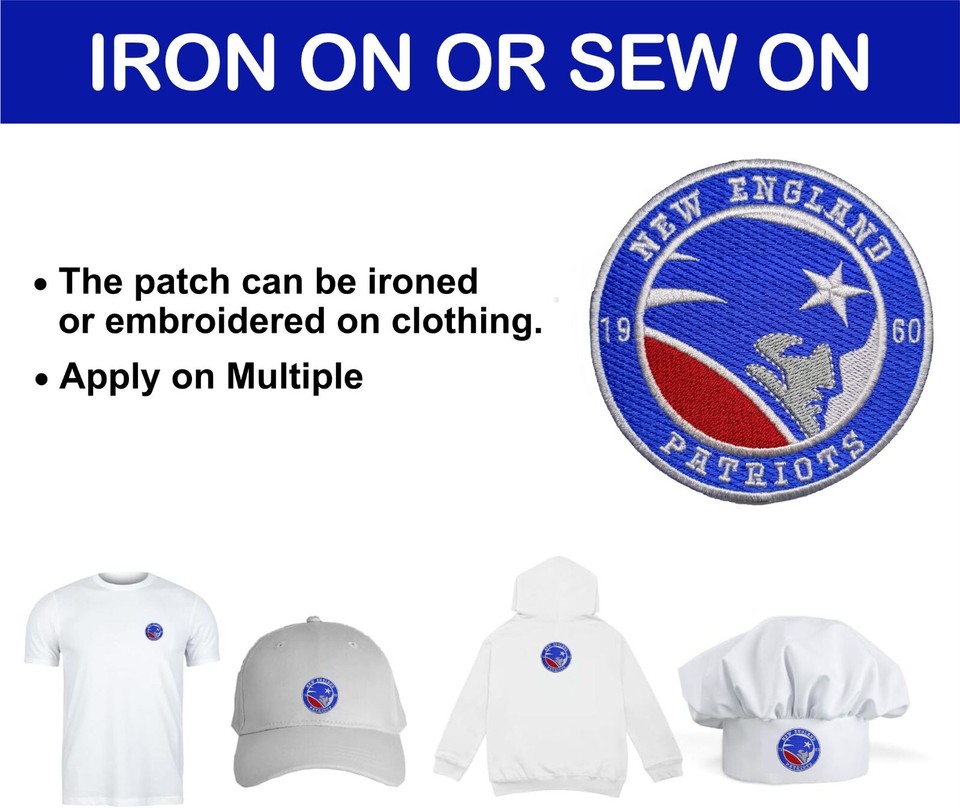 New England Patriots NFL Team Logo Iron On Patch-Sew Patch-Embroidered ...