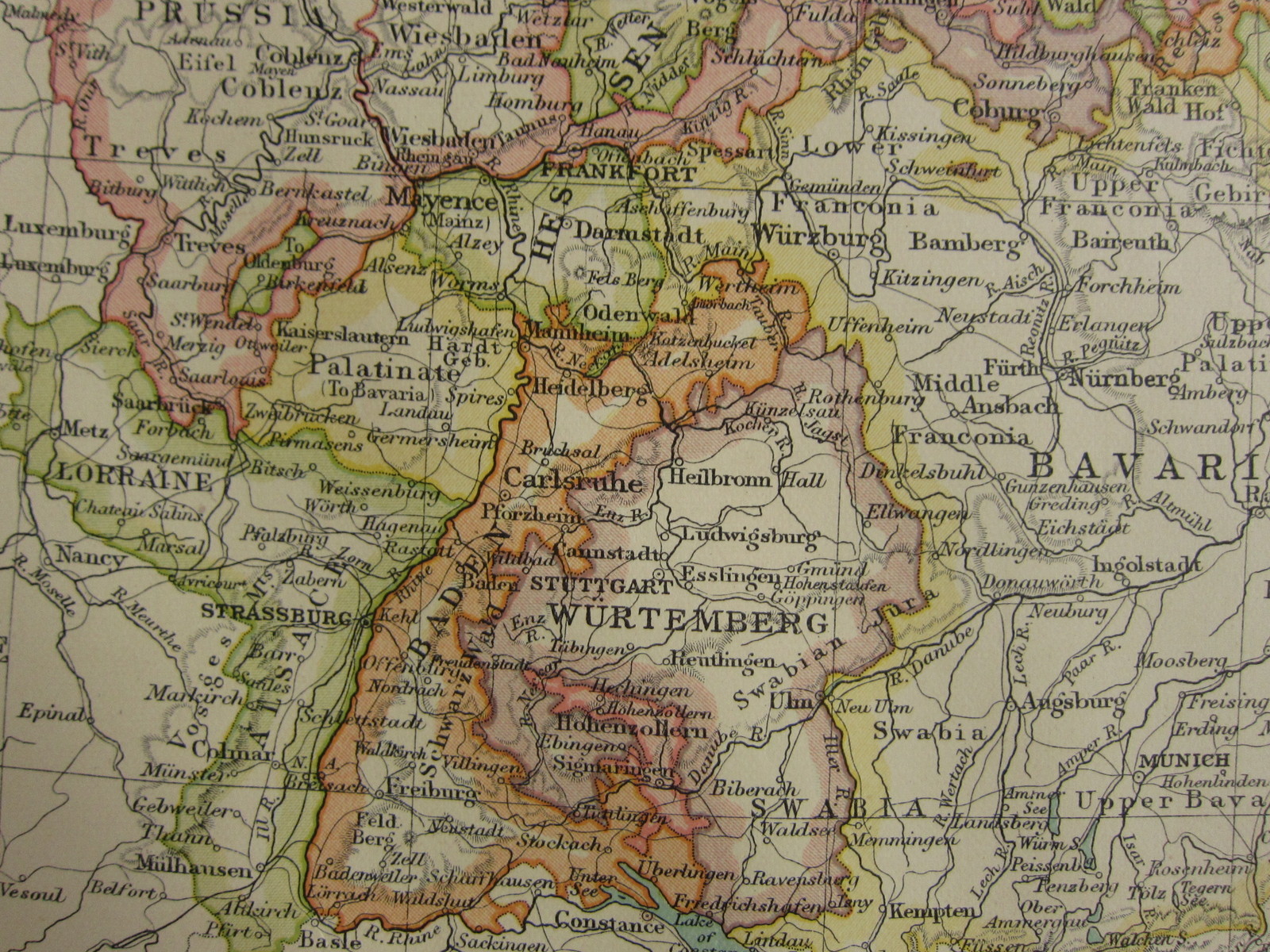 1902 ANTIQUE MAP ~ GERMANY PRUSSIA HANOVER SAXONY THURINGIA HAMBURG ...