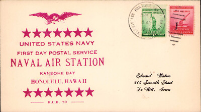 1941 US Naval Air Station Kaneohe Bay Honolulu Hawaii First Day Postal ...