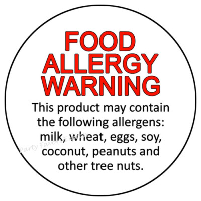 FOOD ALLERGY WARNING SMALL BUSINESS ENVELOPE SEALS LABELS STICKERS | eBay