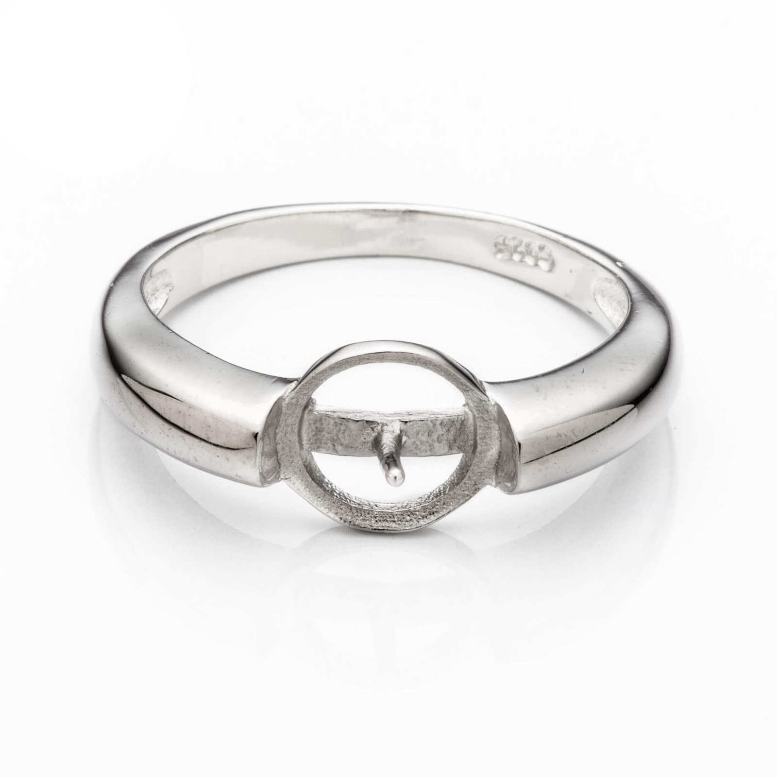 Wide Shank Ring Pearl Setting with Round Cup & Peg Mounting in Sterling ...