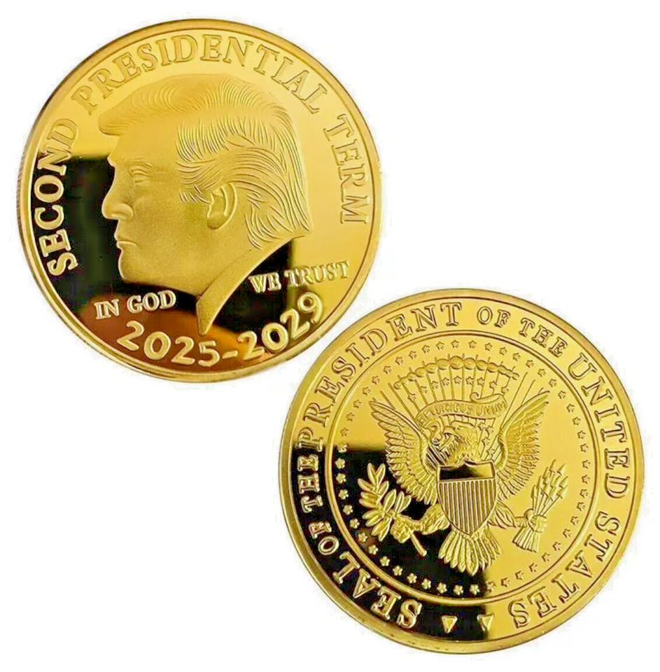 DONALD TRUMP GOLD-PLATED COMMEMORATIVE COIN - PRESIDENTIAL TERM 2025 ...