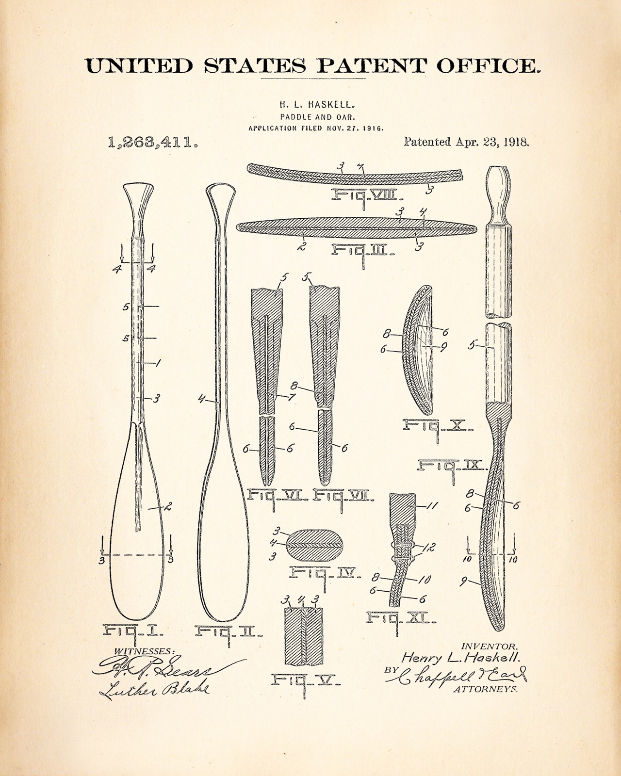 8395.Decoration Poster.Home Room wall design.Patent invention.paddle ...