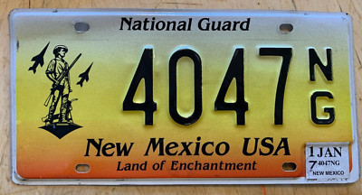 NEW MEXICO AIR ARMY NATIONAL GUARD LICENSE PLATE " 4047 NG " NM ...