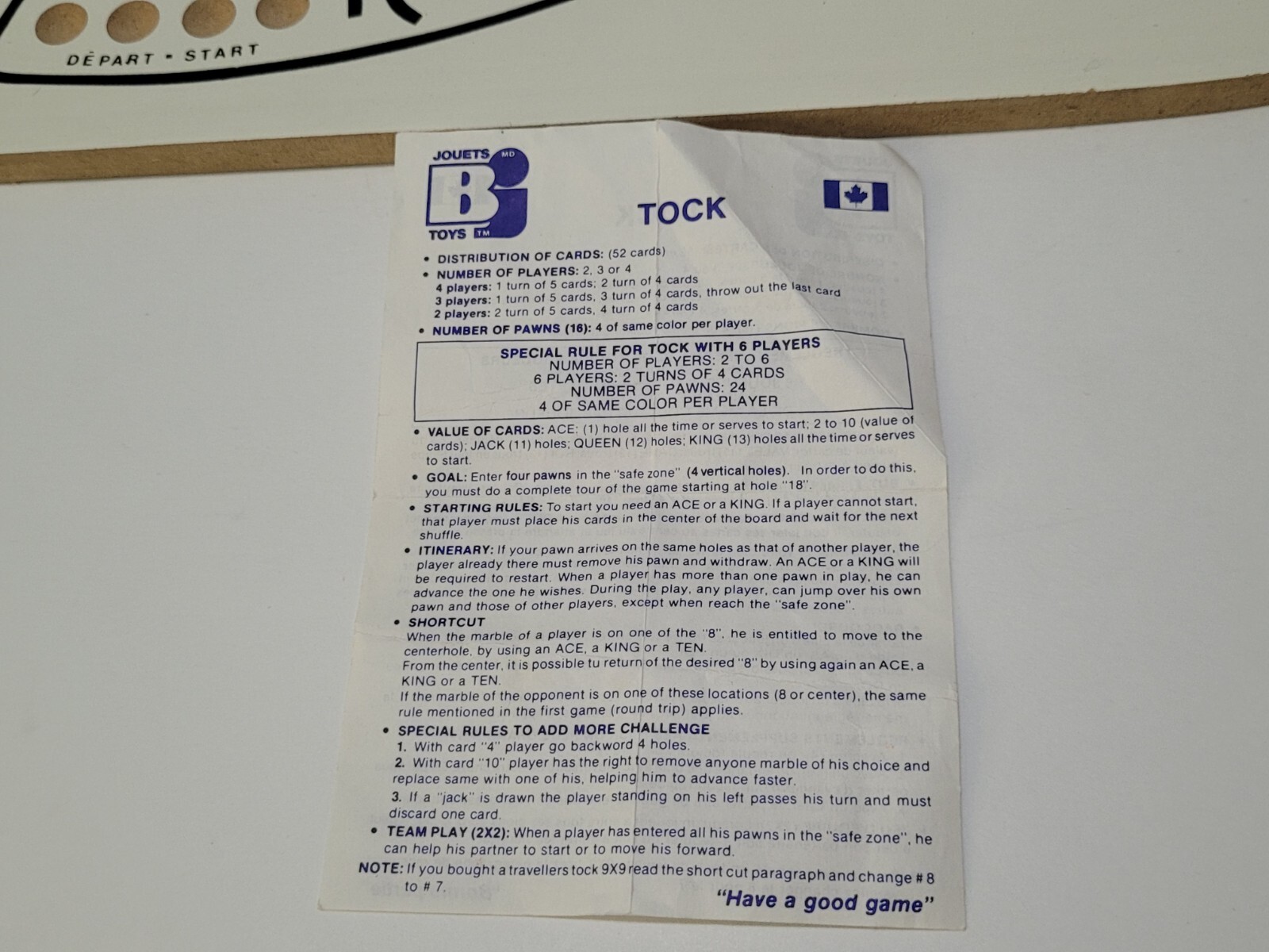 Vtg Super Six Tock Wooden Game Board By Jouets Toys of Canada 22" × 22 ...