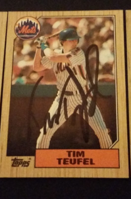 Tim Teufel Mets 1987 Topps #158 1986 Mets Black Ink Signed Auth ...