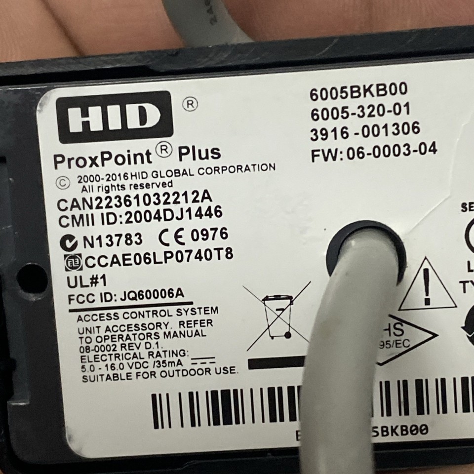 HID 6005BKB00 ProxPoint Plus Proximity Card Reader Mini Mullion Reader ...