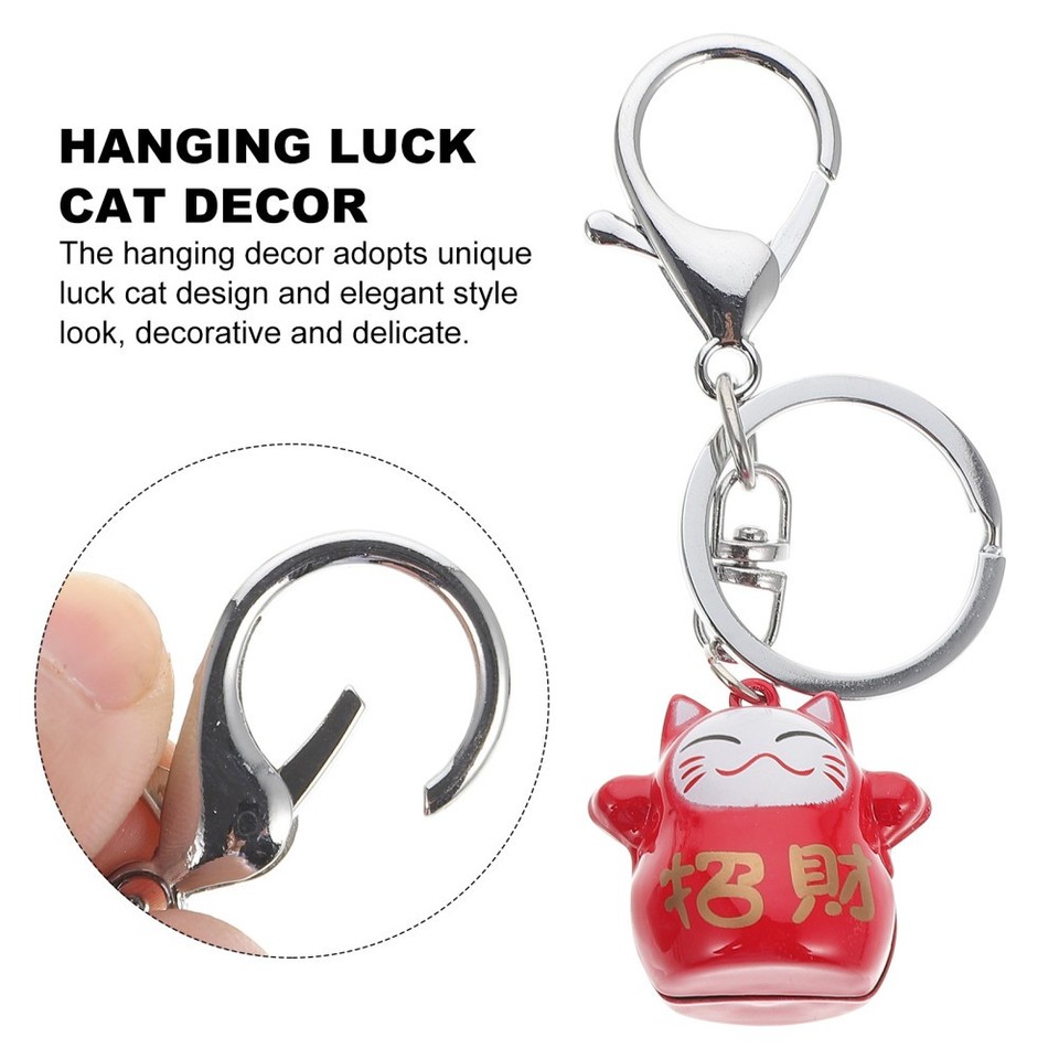 3pcs Delicate Cat Keychain Pendant Hanging Decorative Bell Cat Key Ring ...