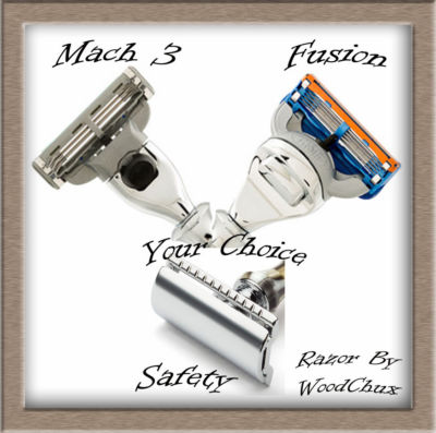 Mach 3 Fusion D.E. Safety Shaving Razor Handle Kit Chrome Woodturning ...