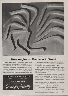 1945 Print Ad * Casein Co of America Knees Supporting Angles Lifeboat ...